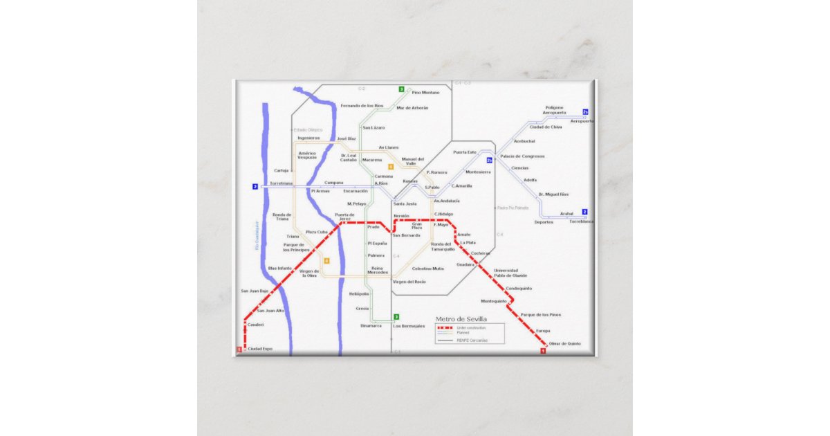 Cartão Postal Mapa do Metro de Sevilha | Zazzle Portugal