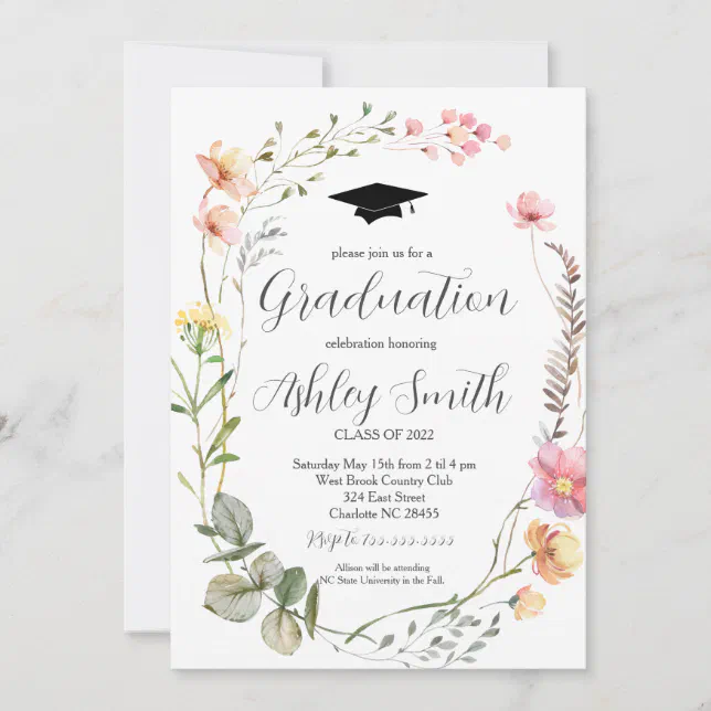 Convite à festa de formatura, Graduação em Flor Se | Zazzle Portugal