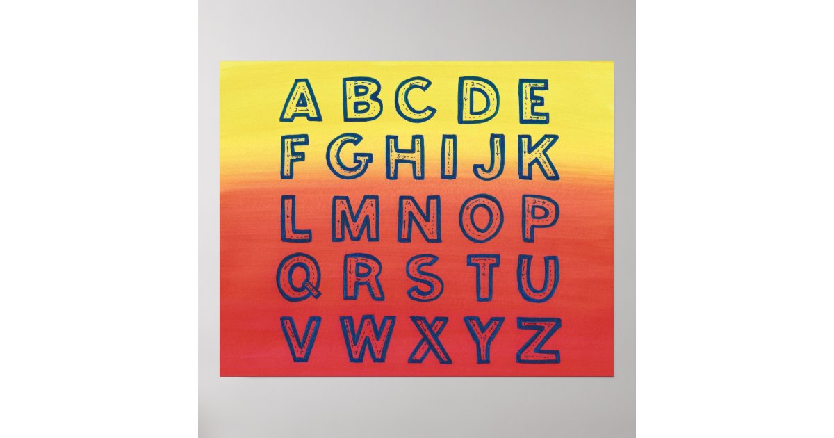 Poster Alphabet Chart Upper Case Letters Sunset Ombre | Zazzle Portugal