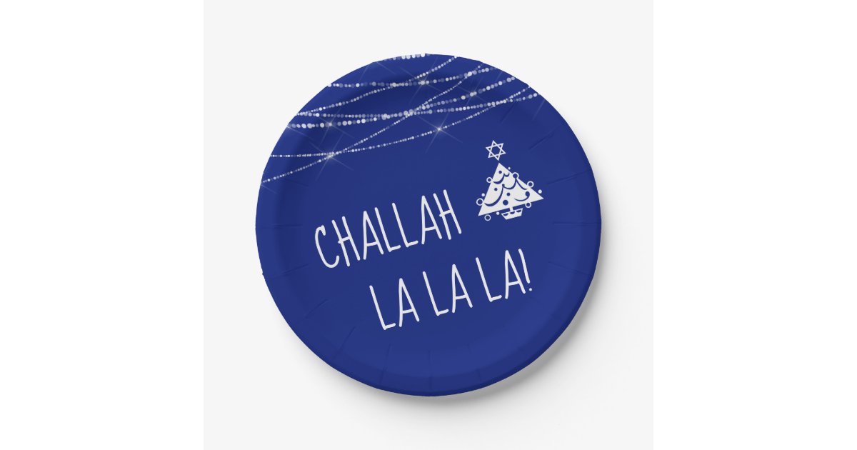 Prato De Papel Qualquer Challah Cinho La Chrismukkah | Azul | Zazzle ...